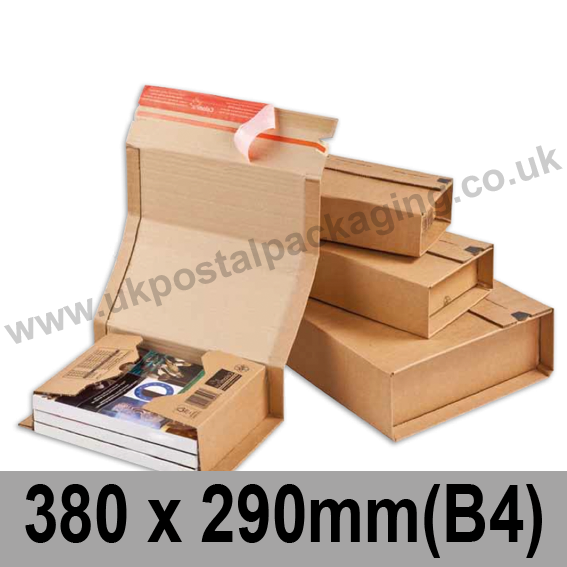 ColomPac Corrugated Wraparound/Book Box, 380 x 290 x 80mm (B4) - Pack of 20 - UK Postal Packaging
