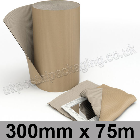 Single Faced Corrugated Roll 300mm x 75m - UK Postal Packaging