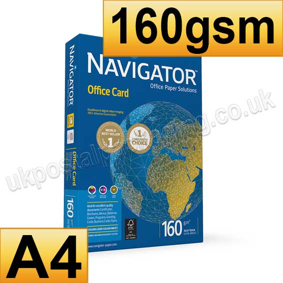 Navigator, A4 Paper 160gsm, Smooth White - 250 Sheets - UK Postal Packaging