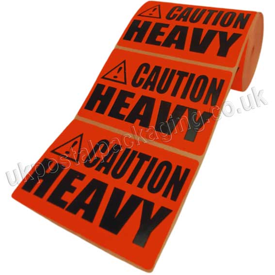 Caution Heavy, Red Labels, 101.6 x 63.5mm - Roll of 500 - UK Postal ...