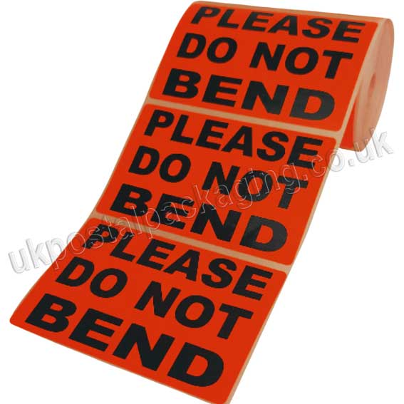 Please Do Not Bend, Red Labels, 101.6 x 63.5mm - Roll of 500 - UK ...